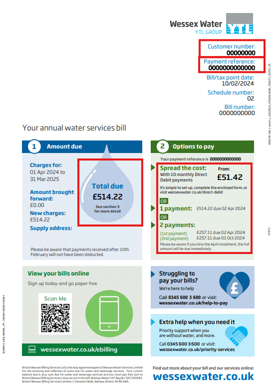 How to read an unmetered bill | Wessex Water
