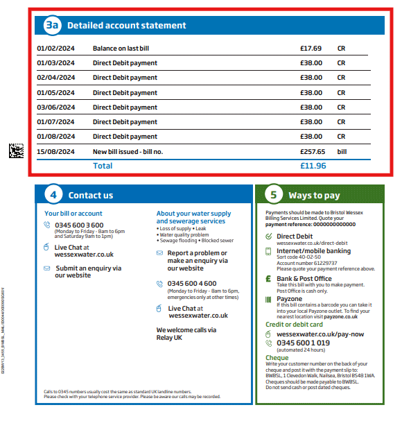 How to read a metered bill | Wessex Water